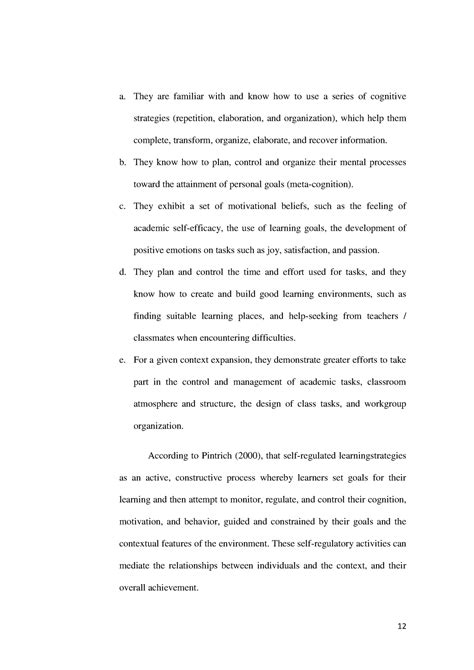 The Correlation Between Self Regulated 5 12 A They Are Familiar