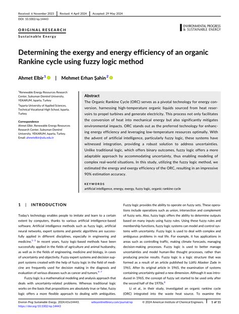 Determining The Exergy And Energy Efficiency Of An Organic Rankine