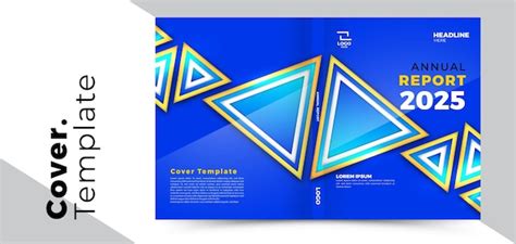 기하학적 배경으로 연례 보고서 책 표지 템플릿 프리미엄 벡터