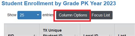 Column Options Location And Purpose Ondatasuite Knowledgebase