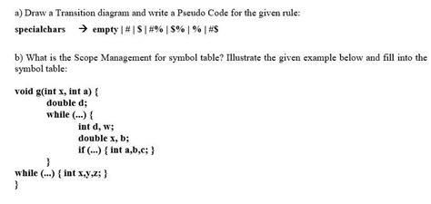 Solved A Draw A Transition Diagram And Write A Pseudo Code