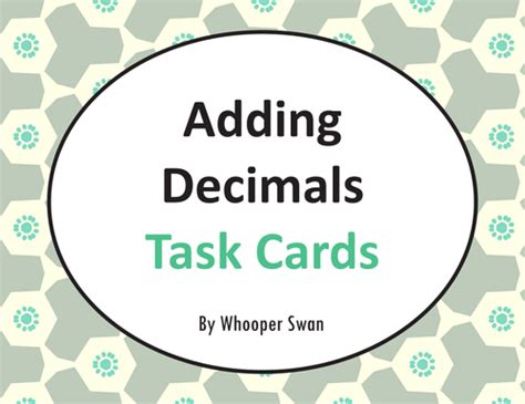 Adding Decimals Task Cards Teaching Resources