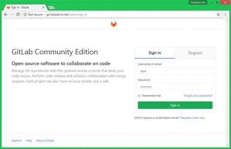 Gitlab Login Page Tecadmin