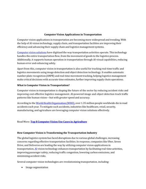ppt computer vision applications in transportation powerpoint