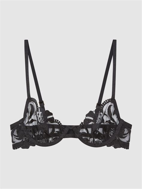 Bluebella Mesh Embroidered Bra In Black Endource