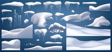 눈 모자 고드름 배경 얼음 눈덩이 세트 아이콘에 고립 된 벡터 컬렉션 3차원 형태에 대한 스톡 벡터 아트 및 기타 이미지 3차원 형태 겨울 눈더미 Istock