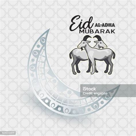 이드 알 아드하 인사말 카드 희생의 무슬림 축제 Qurban과 염소 3차원 형태에 대한 스톡 벡터 아트 및 기타 이미지 Istock