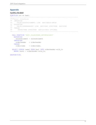 SAP Integration With Excel Basic Guide DOC Business Accounting Finance Business