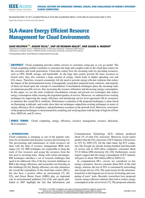 Pdf Sla Aware Energy Efficient Resource Management For Cloud Environments