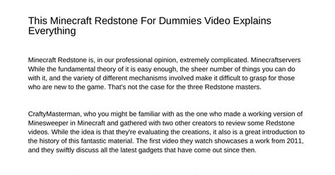 This Minecraft Redstone For Dummies Video Explains Everythinglkryx Pdf Pdf DocDroid