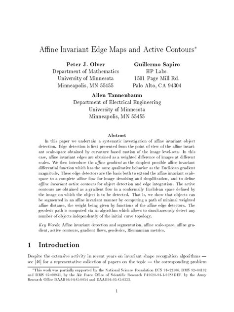 Affine Invariant Edge Maps And Active Contours Pdf Mathematical Analysis Mathematics