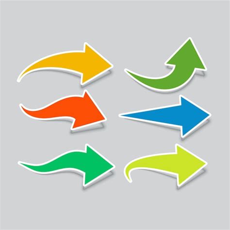 평면 디자인에 화려한 화살표 스티커 무료 벡터