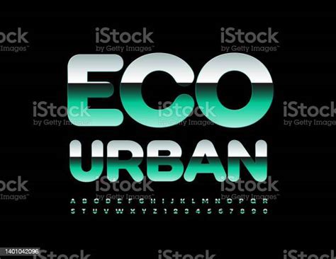 벡터 현대 개념 에코 어반 반짝이는 알파벳 문자와 숫자 세트 개념에 대한 스톡 벡터 아트 및 기타 이미지 개념 공원 그래픽 프린트 Istock