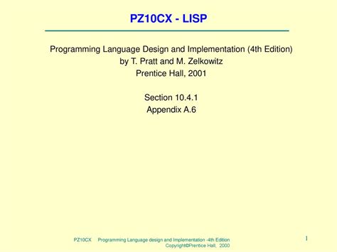 Pz10cx Lisp Programming Language Design And Implementation 4th Edition By T Pratt And M