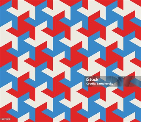 벡터 원활한 기하학적 삼각형 테셀레이션 블루 레드 화이트 셰이프 타일링 0명에 대한 스톡 벡터 아트 및 기타 이미지 0명
