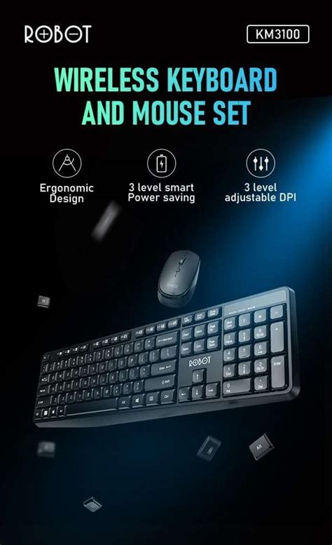 Promo Robot Km3100 Wireless Keyboard And Optical Mouse Combo Set New Km4000 Diskon 23 Di Seller