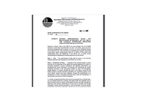 National Integrated Protected Areas System Nipas Act And E Expanded Nipas Act Of The