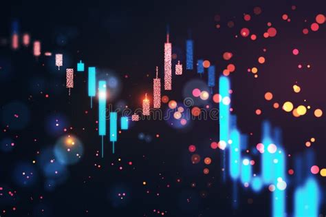 Financial Market Chart With Bokeh Lights And Digital Data Visualization 3d Rendering Stock