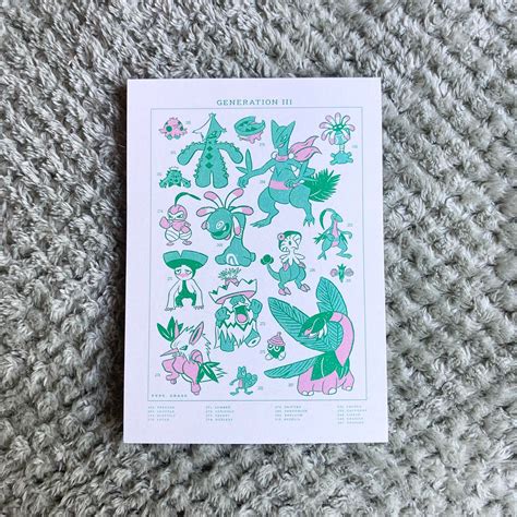 Grass Type Pokemon Generation Iii Print Illustrated Art Etsy