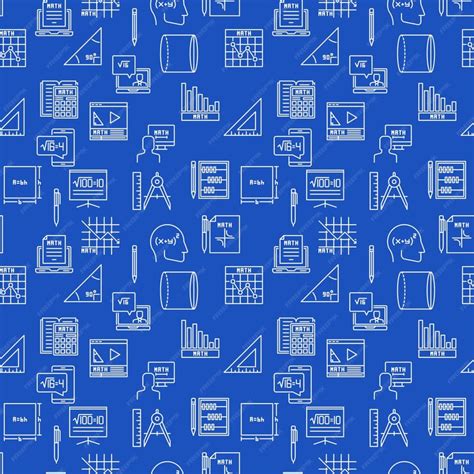 Premium Vector Maths Thin Line Blue Seamless Background Mathematics
