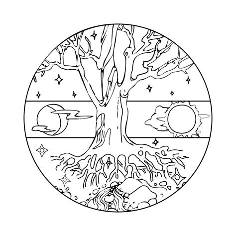 Tree Of Life With Sun And Moon SVG Celtic Tree With Roots Cricut Silhouette Cutting File