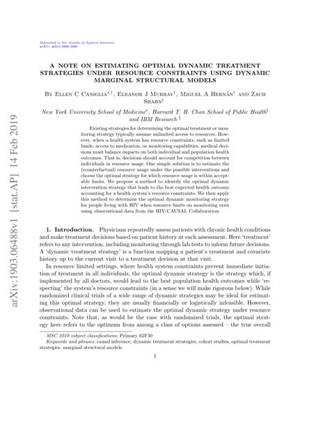 Pdf A Note On Estimating Optimal Dynamic Treatment Strategies Under