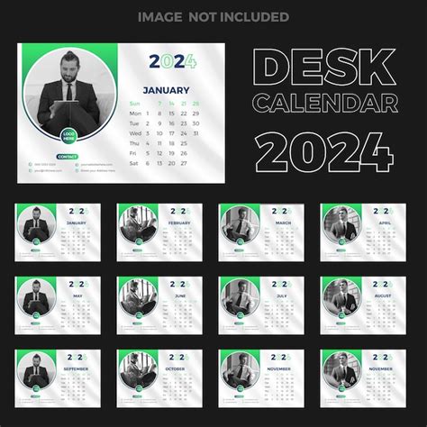 기업 데스크 캘린더 디자인 프리미엄 벡터