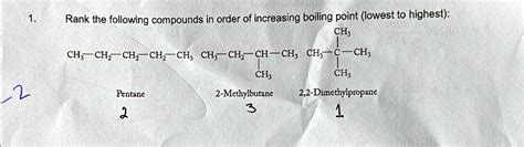 1 Rank The Following Compounds In Order Of Increasing Boiling Point