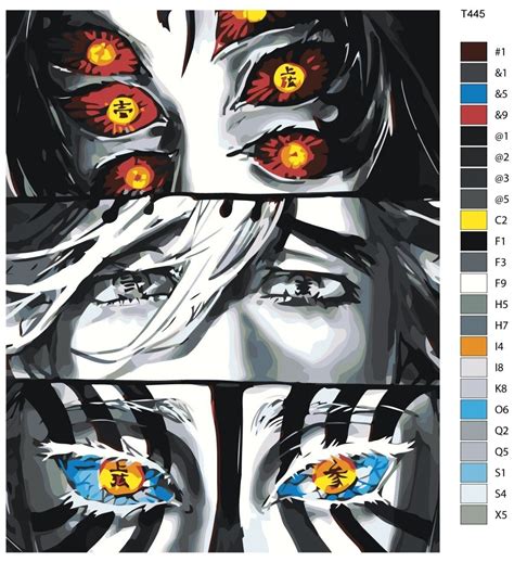 Картина по номерам Т445 глаза 1 2 И 3 высших ЛУН Клинок Рассекающий Демонов 40Х50 — купить в