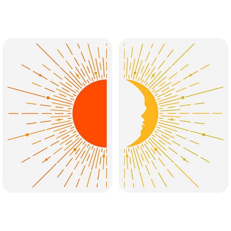 2 Pcs Sun Moon Painting Stencil 83x117inch Reusable Mid Century Sun