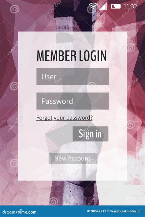 Login User And Password Screen Interface Stock Illustration Illustration Of Full Pink 98542711