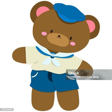 귀여운 선원 곰 사랑 스러운 항해 캐릭터 벡터 일러스트 레이 션 곰에 대한 스톡 벡터 아트 및 기타 이미지 곰 귀여운
