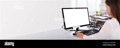 Working Using Empty PC Computer Screen Monitor Stock Photo Alamy