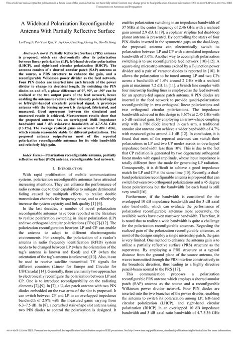 Pdf A Wideband Polarization Reconfigurable Antenna With Partially Reflective Surface