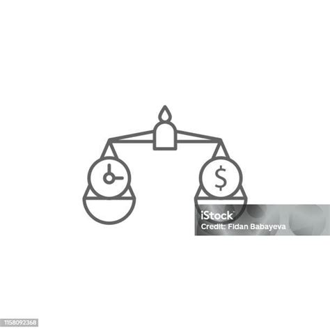 정의 균형 윤곽 선 아이콘입니다 법률 일러스트 라인 아이콘의 요소입니다 표지판 기호 및 벡터는 웹 기호 모바일 앱 Ui Ux에 사용할 수 있습니다 개념에 대한 스톡 벡터