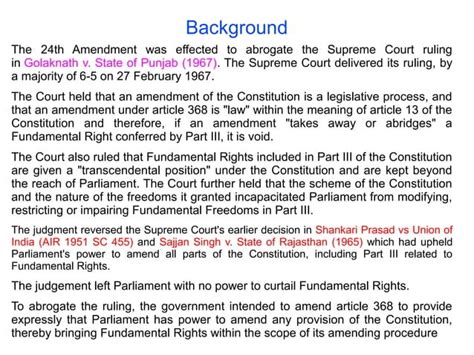 24th Amendment Of Indian Constitution Ppp Ppt