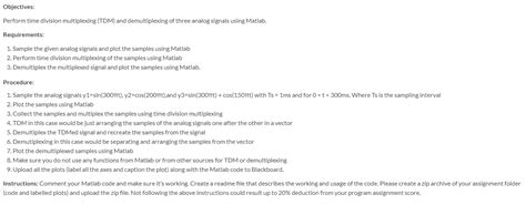 Objectives Perform Time Division Multiplexing TDM Chegg Com