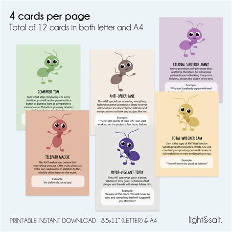 Ants Automatic Negative Thinking Cards Lightandsaltdesign
