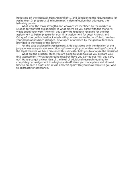 Reflection Lac Reflecting On The Feedback From Assignment 1 And