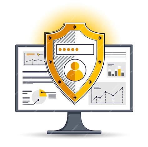 Premium Vector Shield Over Computer Monitor Private Data Security