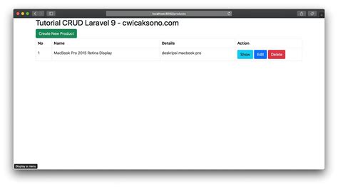 Contoh Tutorial Aplikasi Crud Laravel 9