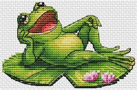 Frogs Relaxation Cross Stitch Pattern
