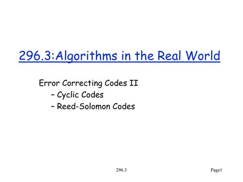 Reed Solomon Codes Ppt