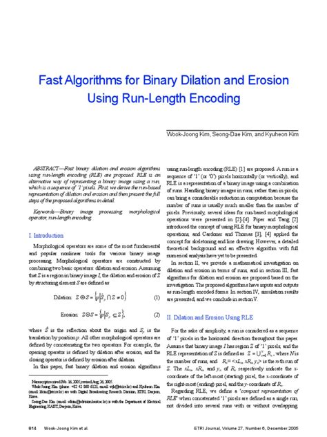 Fast Algorithms For Binary Dilation And Erosion Using Run Length