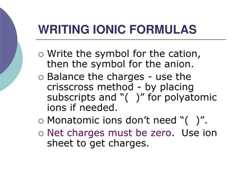 PPT WRITING IONIC FORMULAS PowerPoint Presentation Free Download ID