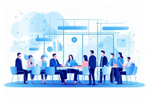 同事开会扁平风企业办公室团队协作场景插画png下载 编号569490240226595522 设图网