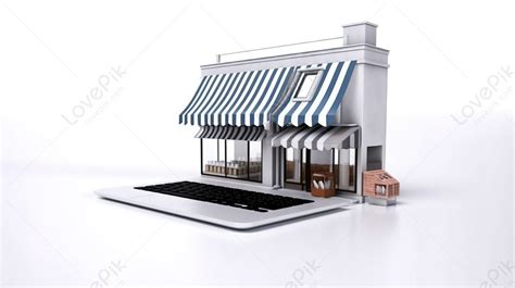 흰색 배경에 쇼핑 카트와 점포가 있는 디지털 소매 노트북의 놀라운 3d 렌더링 컴퓨터 키보드 배경 쇼핑 바구니 배경 쇼핑 카트 배경 이미지 Hd 컴퓨터 키보드 쇼핑