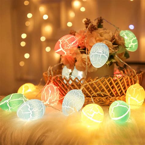 Hoarboeg Easter String Lights Easter Lights Pastel Egg String Lights Decorations Usb Mode