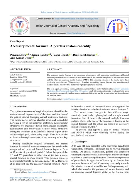 pdf accessory mental foramen a peerless anatomical entity