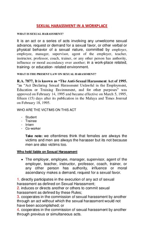 Doc Sexual Harassment In A Workplace What Is Sexual Harassment